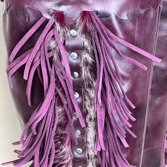 Aldo | Shoes | Vintage Aldo Leather Fringe Fur Heel Boot | Poshmark